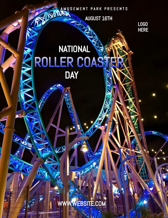 Copy of Black Maximalist National Roller Coaster Day | PosterMyWall