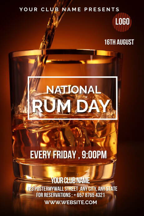 Black Maximalist National Rum Day Poster Template | PosterMyWall
