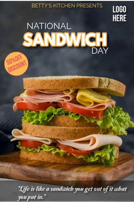 Modèle Black Maximalist National Sandwich Day Design Poster | PosterMyWall