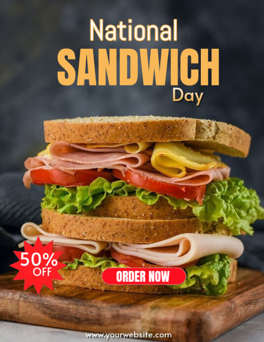 Black Maximalist National Sandwich Day Flyer (us Letter) Template ...