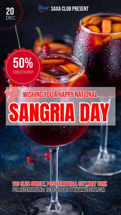 Black Maximalist National Sangria Day Instagram Story Template ...