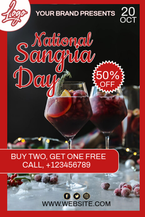 Copy of Black Maximalist National Sangria Day Poster | PosterMyWall