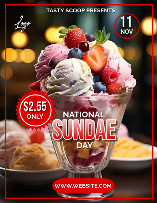 Modèle Black Maximalist National Sundae Day Flyer (us Letter ...