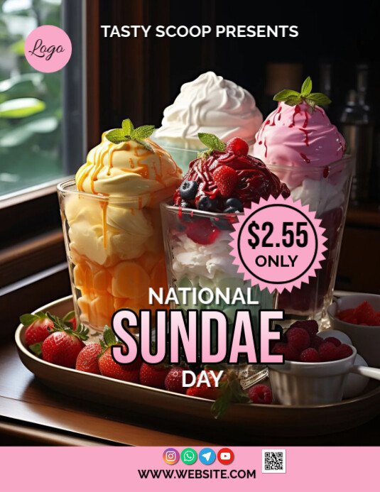 Plantilla de Black Maximalist National Sundae Day Flyer (us Letter ...