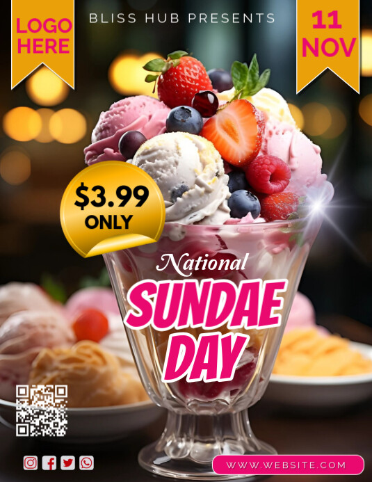 Copy of Black Maximalist National Sundae Day Flyer (us Letter ...