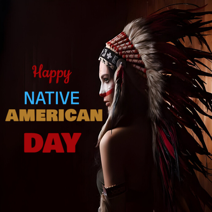 Black Maximalist Native American Day Instagram Post Template | PosterMyWall