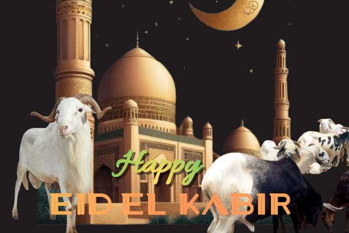 Black Maximalist Neon Eid El kabir Poster Template | PosterMyWall