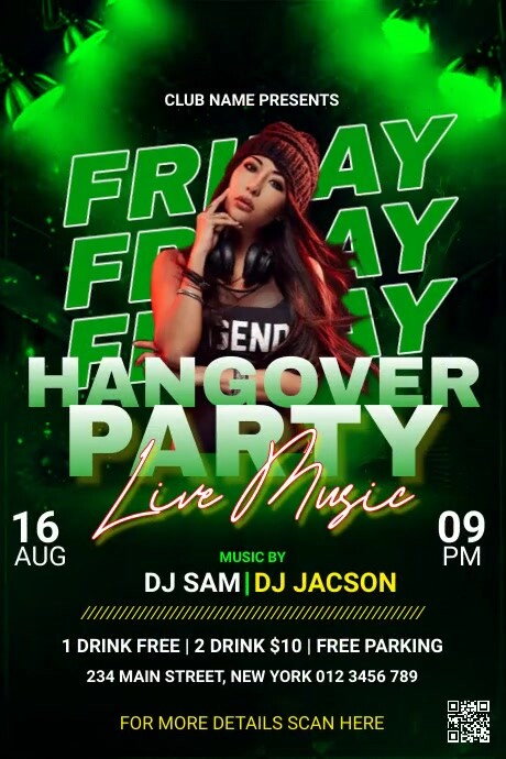 Black Maximalist Neon Green Friday Night Part Template | PosterMyWall