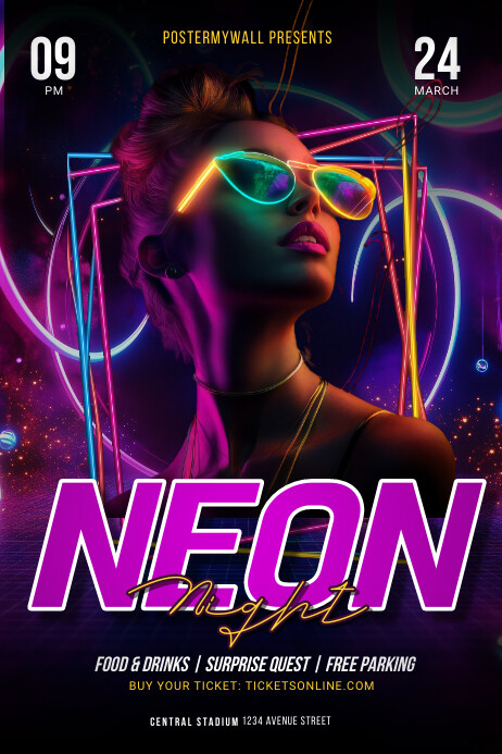 Black Maximalist Neon Poster Template | PosterMyWall