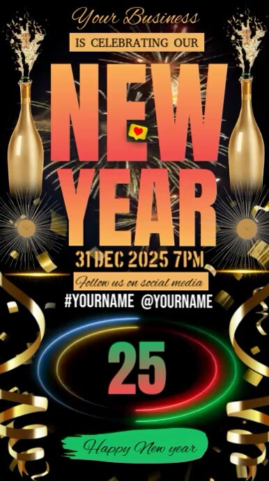 Black Maximalist New Year 2025 Instagram Story Template | PosterMyWall