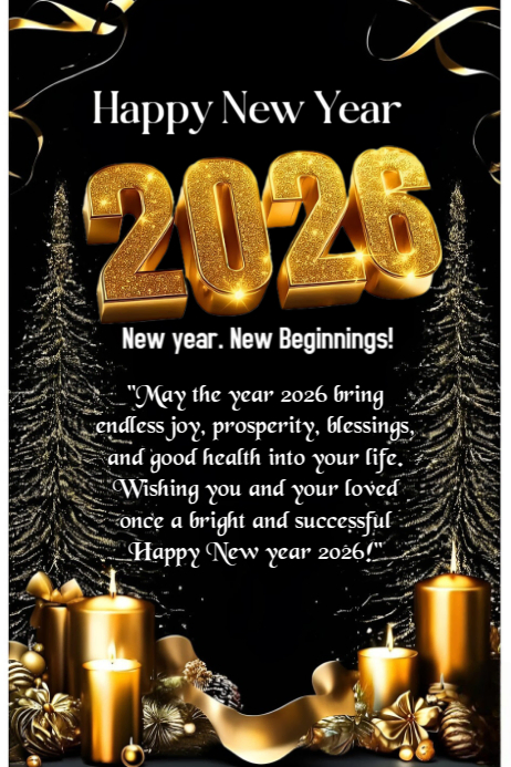 Black Maximalist New Year 2026 Celebration Poster Template | PosterMyWall