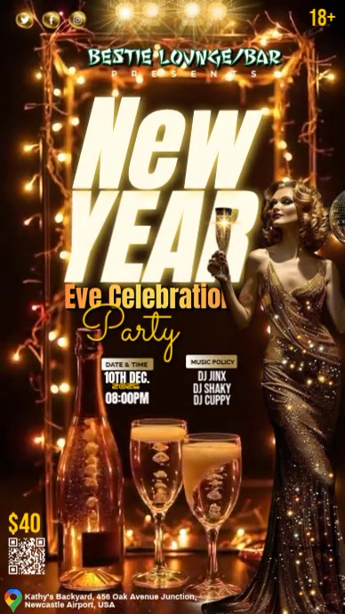 Black Maximalist New Year 2026 Eve Celebration – Party Video Flyer ...
