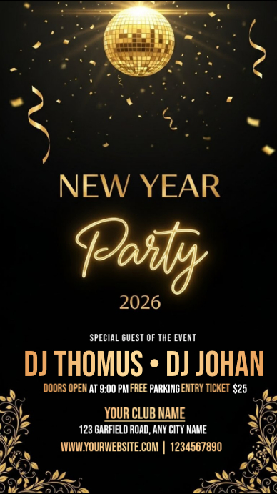 Black Maximalist New Year 2026 Instagram Story Template | PosterMyWall