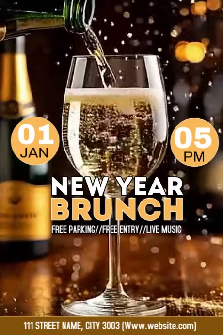Black Maximalist New Year Brunch Poster Template | PosterMyWall