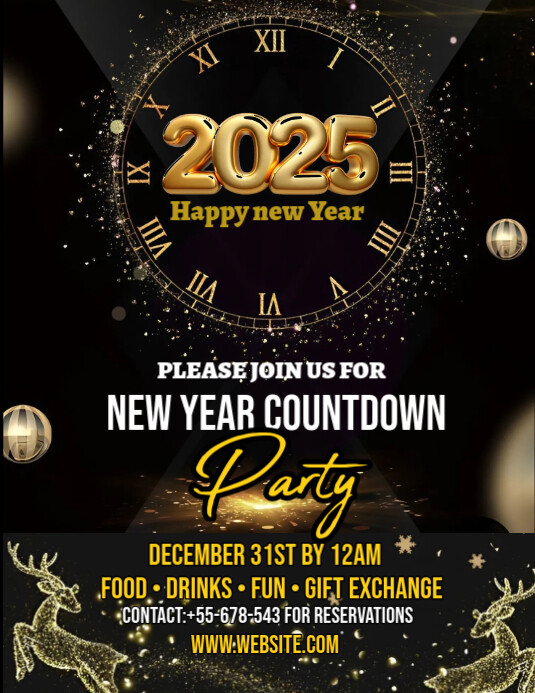Black Maximalist New Year Countdown Party Flyer Flyer (us Letter ...