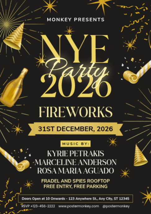 Black Maximalist New Year Eve Party A2 Template | PosterMyWall