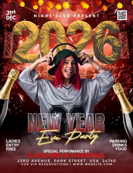 Plantilla de Black Maximalist New Year Eve Party Flyer (us Letter ...