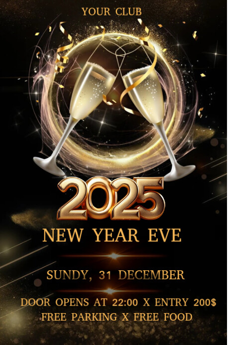 Copy of Black Maximalist New Year Eve Poster | PosterMyWall