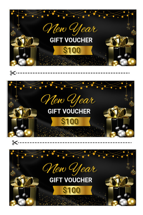 Copy of Black Maximalist New Year Gift Voucher Poster | PosterMyWall