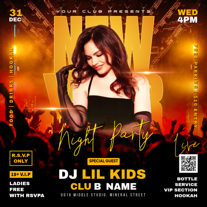 Copy of Black Maximalist New Year Party Flyer Instagram Post | PosterMyWall