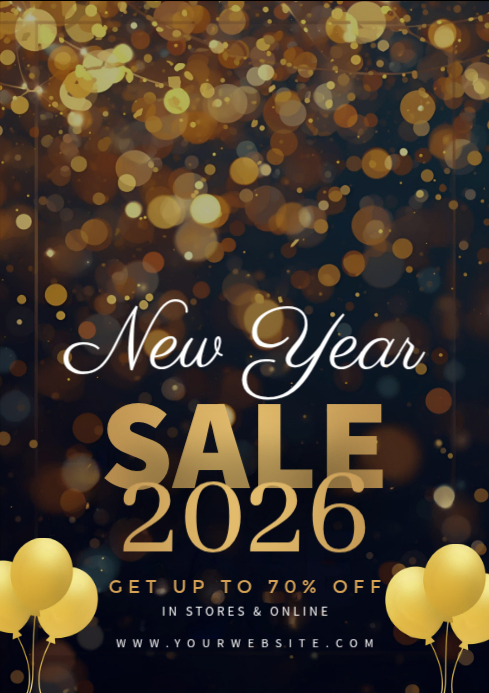 Black Maximalist New Year Sale Offer Ad Template A4 | PosterMyWall