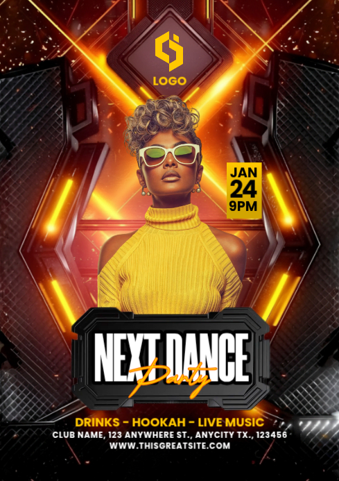 Black Maximalist Next Dance Party A4 Template | PosterMyWall
