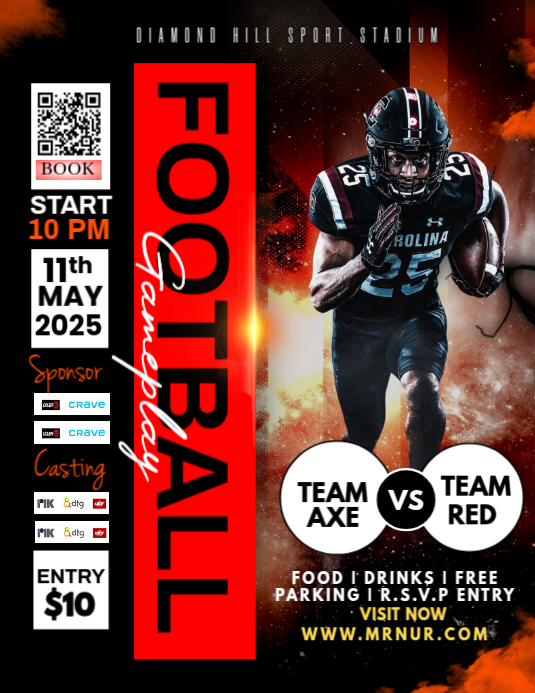 Black Maximalist Nfl Football Flyer (us Letter) Template | PosterMyWall