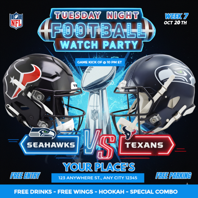 Black Maximalist Nfl Watch Party (game Week 7 : Seahawks Vs Texans ...