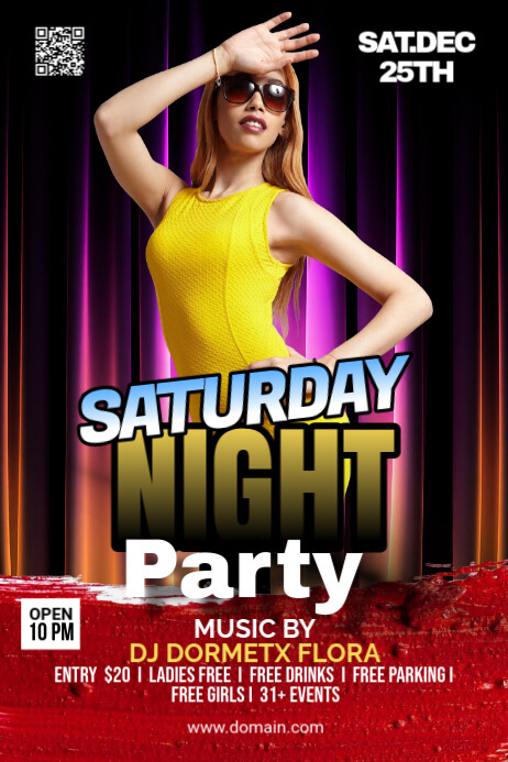 Black Maximalist Night Club Banner Banner 4' × 6' Template | PosterMyWall