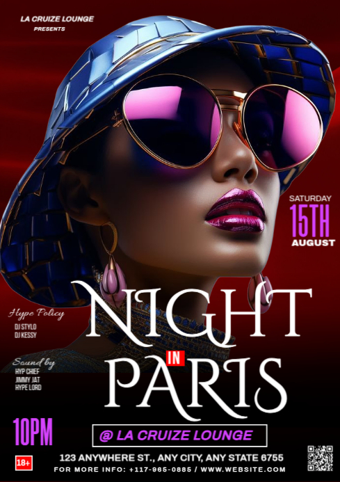Black Maximalist Night In Paris A3 Template | PosterMyWall