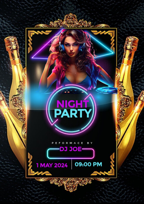 Black Maximalist Night Party Flyer Template A4 | PosterMyWall