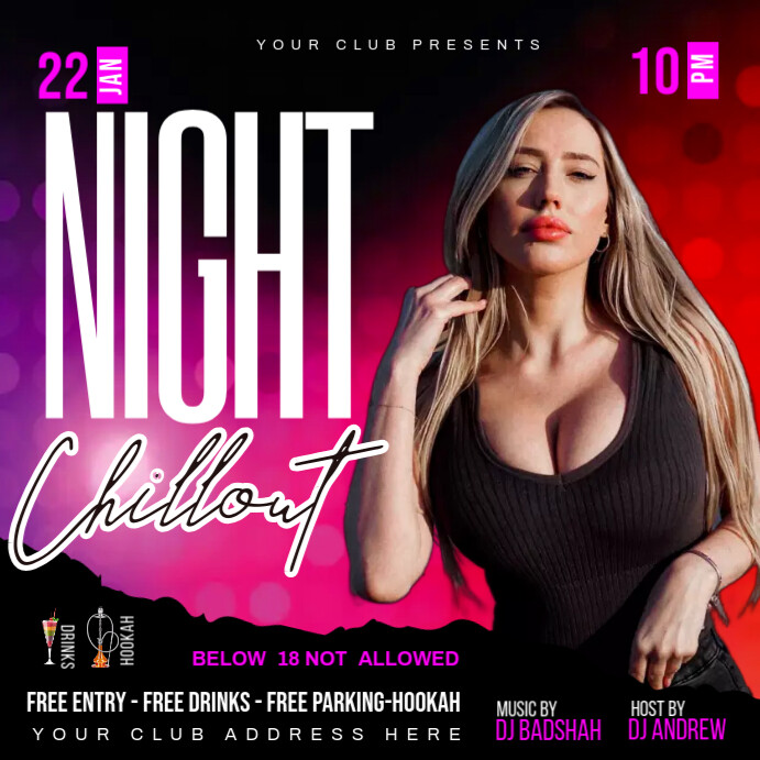 Black Maximalist Night Party Instagram Post Template | PosterMyWall