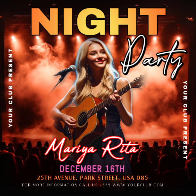 Plantilla de Black Maximalist Night Party Instagram Post | PosterMyWall