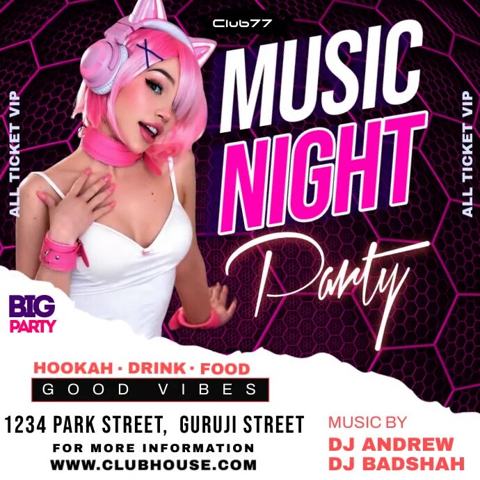 Plantilla de Black Maximalist Night Party Poster Instagram | PosterMyWall