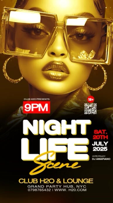 Plantilla de Black Maximalist Nightlife Party Promo Digital Display (9: ...