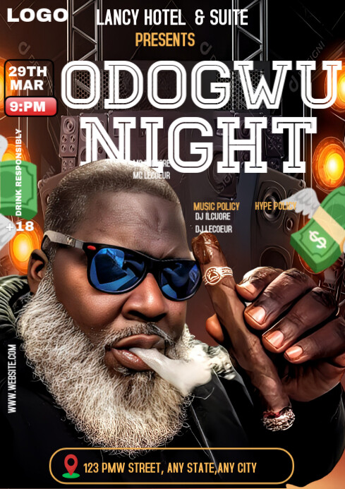 Copy of Black Maximalist Odogwu Night/ Night Party Ad/ Club Party Flyer ...