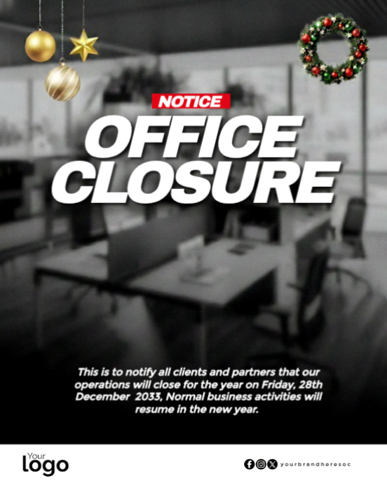 Copy of Black Maximalist Office Closure Flyer Instagram Portrait ...