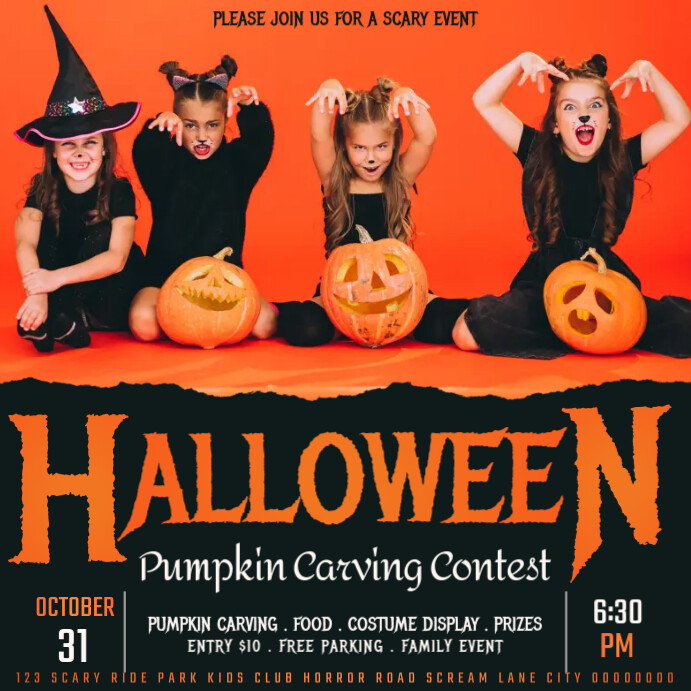 Copia de Black Maximalist Orange And Black Halloween Pumpkin Carving ...