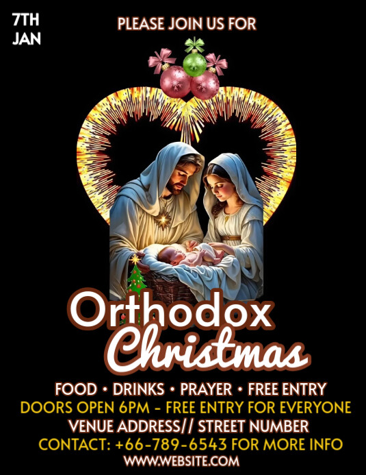 Black Maximalist Orthodox Christmas Party Design Template Flyer (us ...