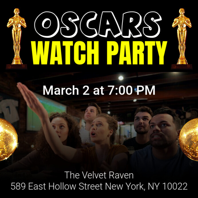 Black Maximalist Oscars Watch Party Instagram Post Template | PosterMyWall