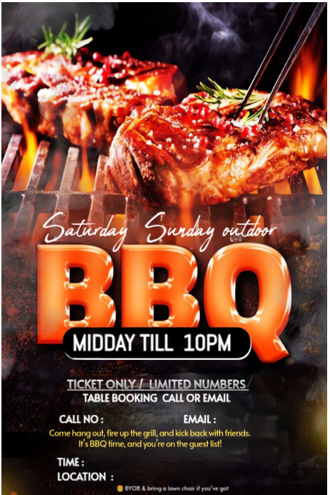 Copy of Black Maximalist Outdoor Bbq Party Flyer Template – Weekend ...