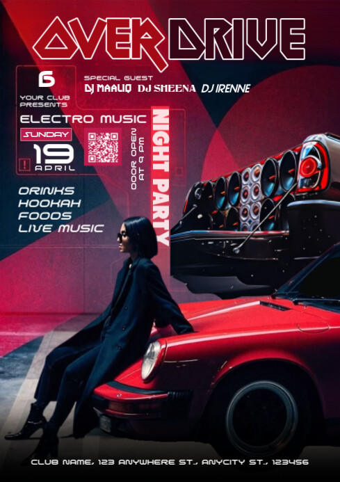 Copy of Black Maximalist Overdrive Night Party A4 | PosterMyWall