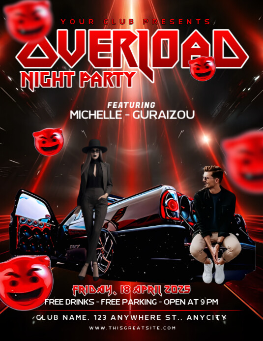 Black Maximalist Overload Night Party Flyer (us Letter) Template ...