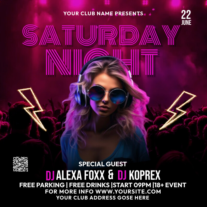 Black Maximalist Party Flyer Instagram Post-skabelon | PosterMyWall