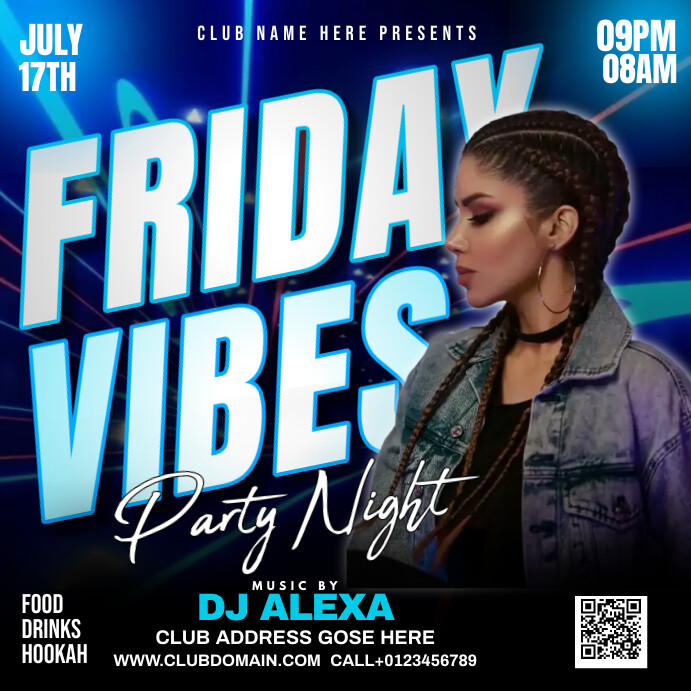 Black Maximalist Party Flyer Square (1:1) Template | PosterMyWall