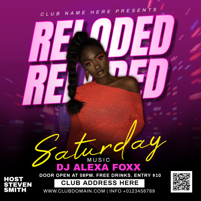 Black Maximalist Party Flyer Square (1:1) Template | PosterMyWall