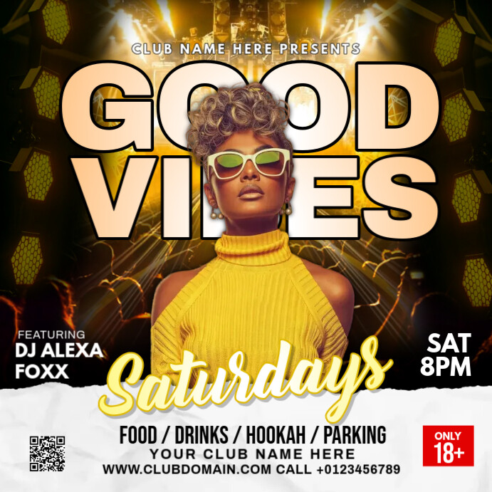 Black Maximalist Party Flyer Square (1:1) Template | PosterMyWall