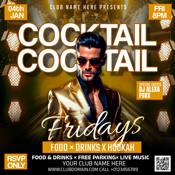 Black Maximalist Party Flyer Square (1:1) Template | PosterMyWall