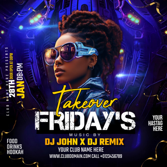 Black Maximalist Party Night Square (1:1) Template | PosterMyWall