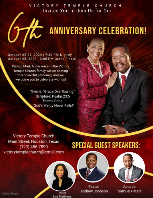 Black Maximalist Pastoral Anniversary Flyers, Church Live Anniversary Service Template, Church ...